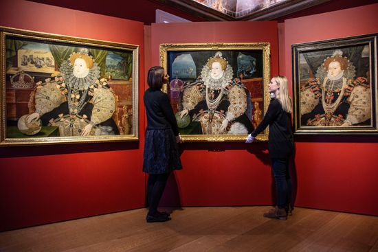 Curator Allison Goudie Admires Three Portraits Editorial Stock Photo ...