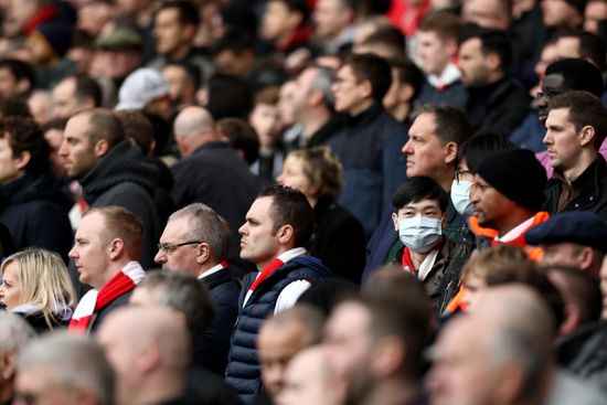 Arsenal Fans Wear Face Masks During Editorial Stock Photo - Stock Image ...