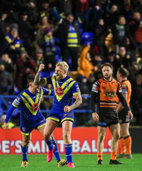 Warringtons Blake Austin Celebrates Gareth Widdop Editorial Stock Photo ...