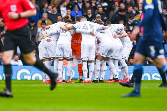 Leeds United Players Huddle During Efl Editorial Stock Photo - Stock ...