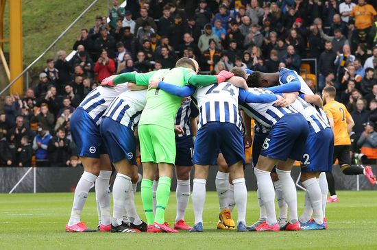 Brighton Team Huddle During Wolverhampton Wanderers Editorial Stock ...