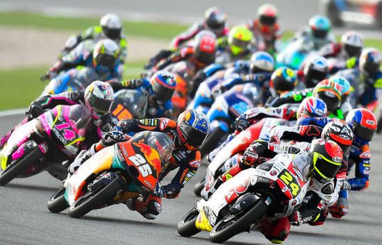 Moto3 Riders Action During Moto3 Race Editorial Stock Photo - Stock ...