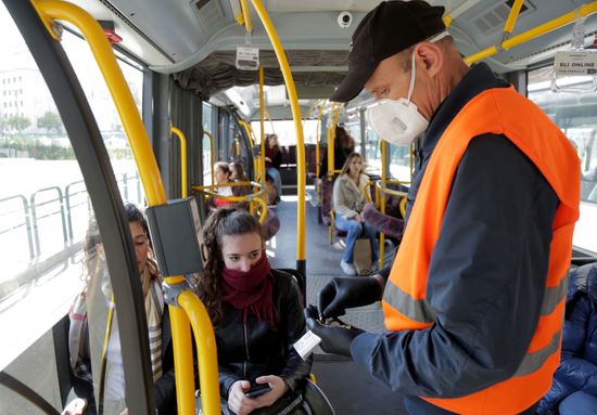 Conductor Wears Mask Public Bus Line Editorial Stock Photo - Stock ...