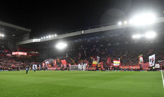 Liverpool Fans Kop Anfield Wave Flags Editorial Stock Photo - Stock ...