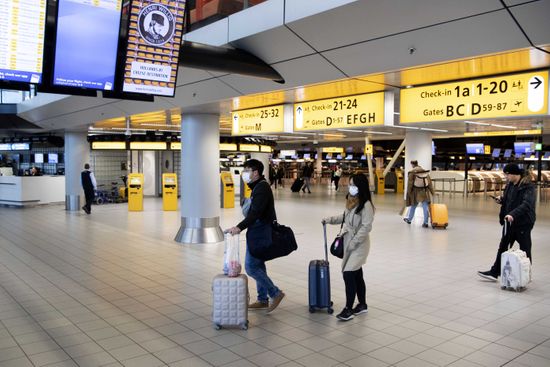 Travelers Face Masks Schiphol Airport Netherlands Editorial Stock Photo ...