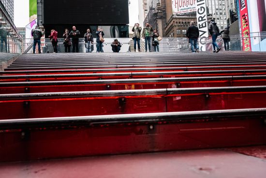 Red Stairs Times Square Can Be Editorial Stock Photo - Stock Image ...