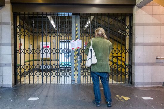 Man Looks Sign Outside Barbican Tube Editorial Stock Photo - Stock ...