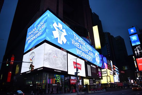Covid19 Psa On Billboard Times Square Editorial Stock Photo - Stock ...