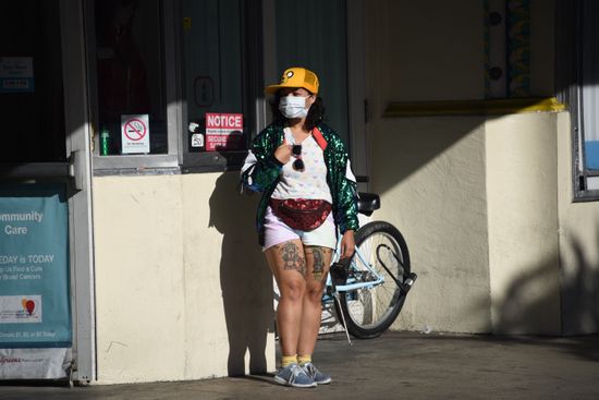 Women Wears Facial Mask On Duval Editorial Stock Photo - Stock Image ...