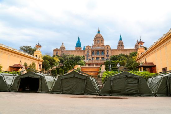 Spanish Army Tents Pavilion Fira De Editorial Stock Photo - Stock Image ...