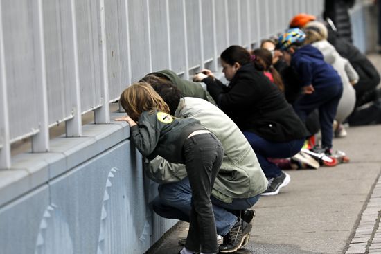 People Peer Through Fence Watch Us Editorial Stock Photo - Stock Image ...
