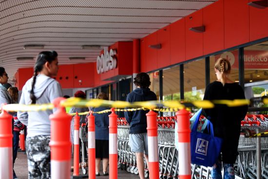 Shoppers Wait Outside Coles Supermarket Firle Editorial Stock Photo ...