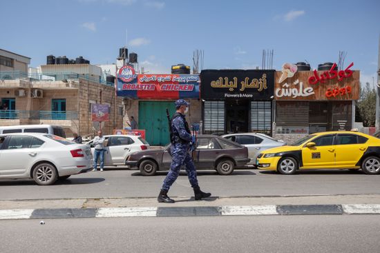 Palestinian Police Officer Guards Seized Cars Editorial Stock Photo ...