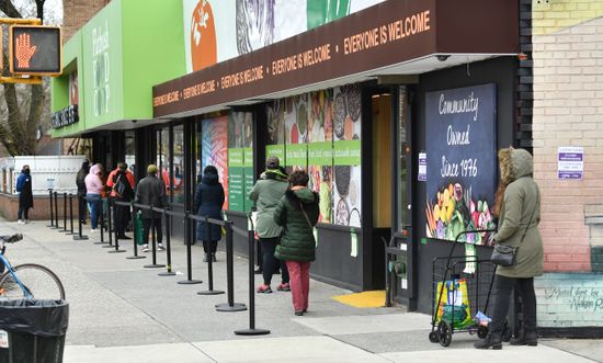 People Wait Line Outside Grocery Store Editorial Stock Photo - Stock ...