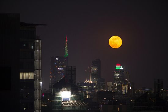 Socalled Supermoon Passes Night Sky Behind Editorial Stock Photo - Stock Image | Shutterstock