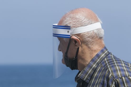 Man Wearing Direct Splash Face Shield Editorial Stock Photo - Stock ...