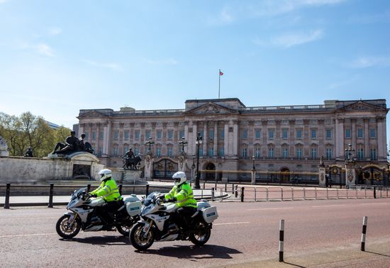Two Police Outriders Patrol Deserted Buckingham Editorial Stock Photo ...