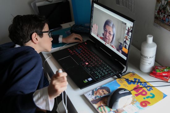 Primary School Pupil Takes Distance Learning Editorial Stock Photo ...