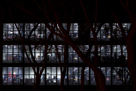 View Office Building Lights Turned On Editorial Stock Photo - Stock ...