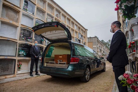 Funeral Service Workers Waits Remove Coffin Editorial Stock Photo ...