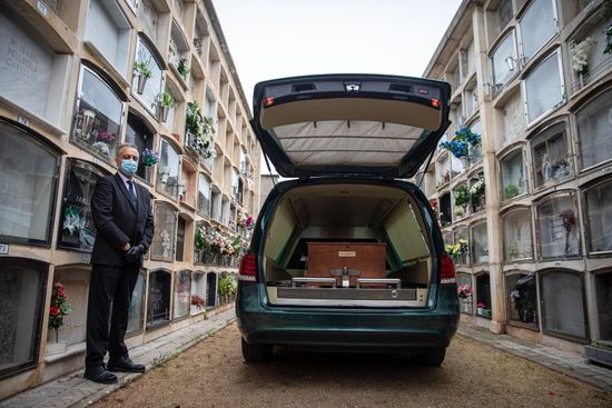 Funeral Service Worker Waits Remove Coffin Editorial Stock Photo ...