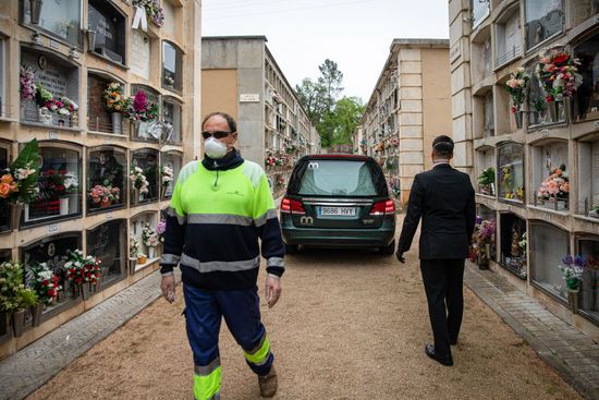Funeral Service Workers Waits Remove Coffin Editorial Stock Photo ...