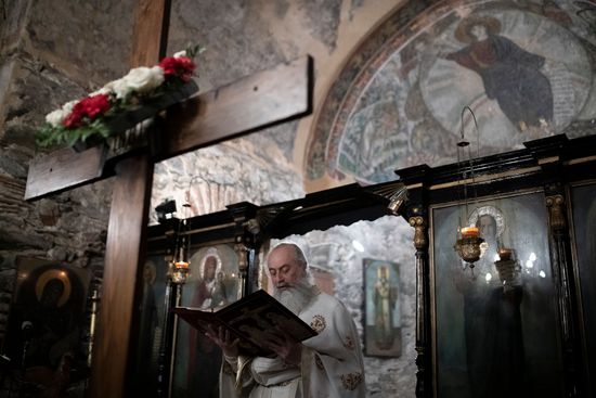 Greek Orthodox Priest Chants During Good Editorial Stock Photo - Stock ...