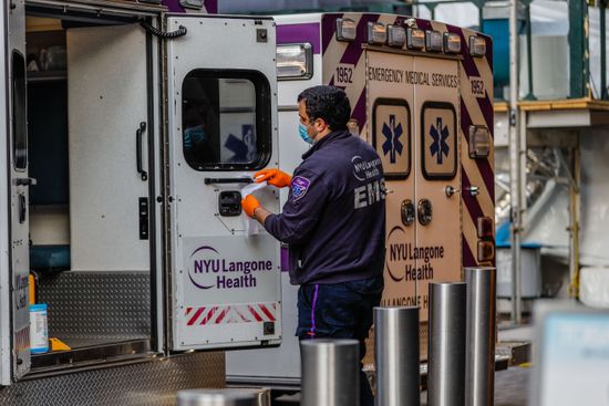 Health Professional Seen Cleaning Disinfecting Ambulance Editorial ...