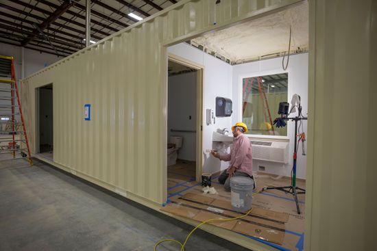 Employee Bmarko Structures Works Inside Shipping Editorial Stock Photo ...