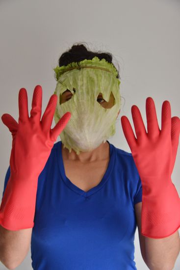 Woman Wears Lettuce Protective Mask Amid Editorial Stock Photo - Stock ...