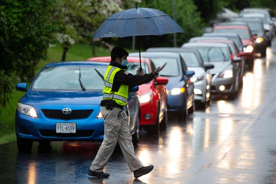 Long Line Cars Seen Behind Volunteer Editorial Stock Photo - Stock ...