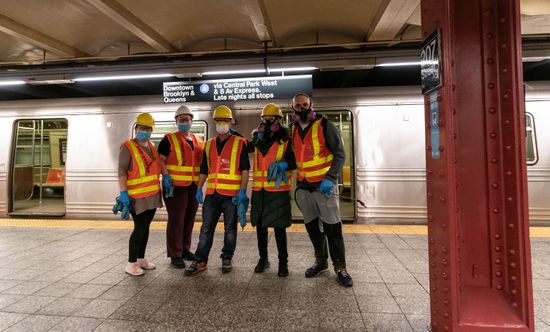 Mta Contractors Ami Contracting Pose While Editorial Stock Photo - Stock Image | Shutterstock