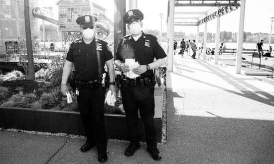 Nypd Officers Pose Portrait Domino Park Editorial Stock Photo - Stock ...