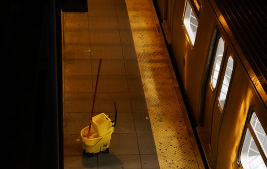 Mta Workers Bucket Train Car After Editorial Stock Photo - Stock Image ...