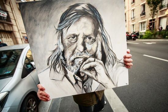 Man Holds Portrait Professor Didier Raoult Editorial Stock Photo ...