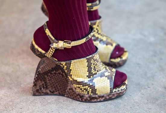 Womens Python Shoes Worn During Milan Editorial Stock Photo - Stock ...