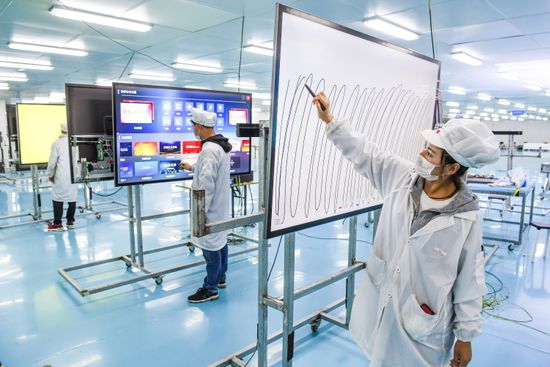 Workers Test Touchscreens Quality Testing Workshop Editorial Stock ...