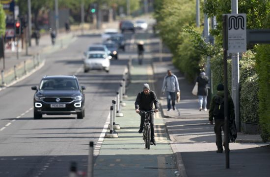 Man Rides Along Cycle Lane Manchester Editorial Stock Photo - Stock ...
