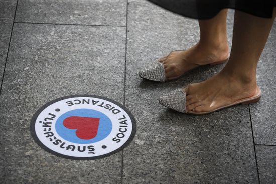 Woman Queues Outside Shopping Mall On Editorial Stock Photo - Stock ...