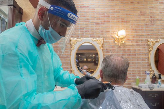 Barber Dressed Protective Suit Preventive Measure Editorial Stock Photo ...