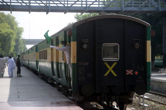 Conductor Waves Green Flag Train Leaves Editorial Stock Photo - Stock ...