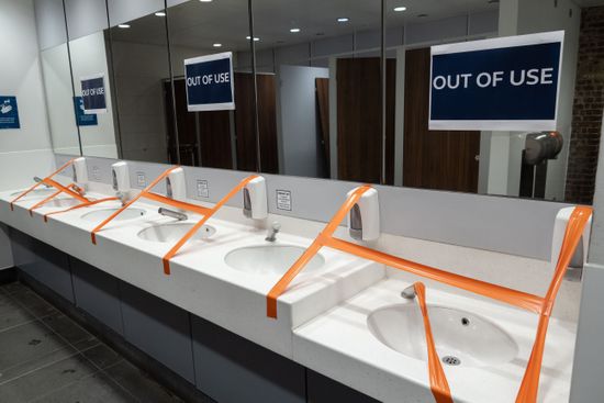 Social Distancing Enforced Mens Toilets London Editorial Stock Photo ...
