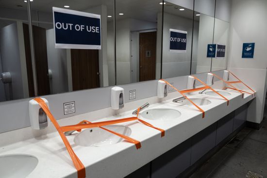 Social Distancing Enforced Mens Toilets London Editorial Stock Photo ...