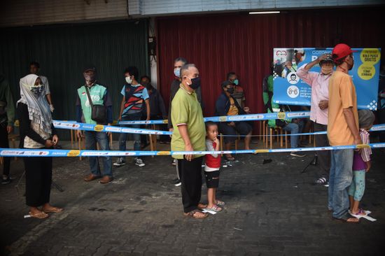 Indonesian Muslim Line Social Distancing Get Editorial Stock Photo ...