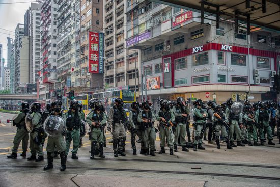 Group Riot Police Blocks Street During Editorial Stock Photo - Stock ...