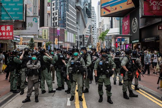 Group Riot Police Blocks Street During Editorial Stock Photo - Stock ...