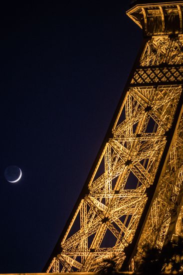 Waxing Crescent Moon Rises During Last Editorial Stock Photo - Stock ...