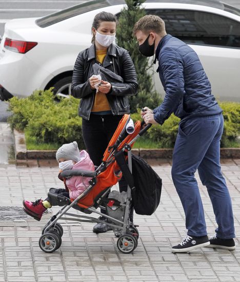 Family Their Child Pram Wearing Face Editorial Stock Photo - Stock ...