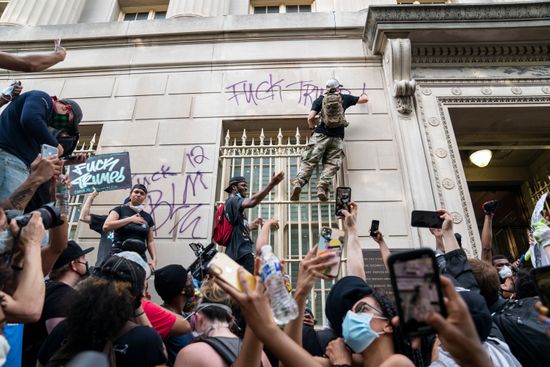 Protestors Spray Paint Us Treasury Annex Editorial Stock Photo - Stock ...