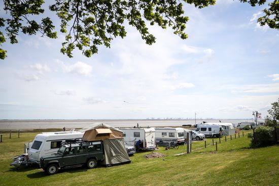 Caravans On Camping Ground Outside Dyke Editorial Stock Photo - Stock ...
